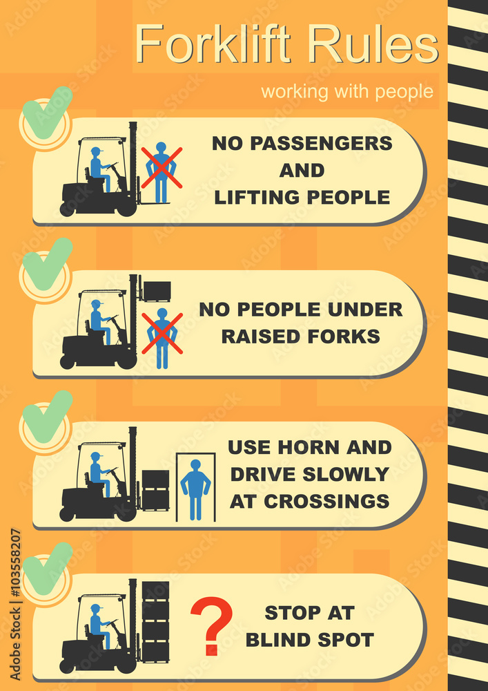 Forklift safety rules. Easy to edit vector infographics. Stock Vector ...