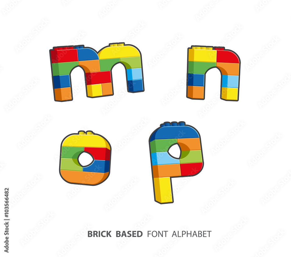 Alphabet set created from playing bricks. Lower case letters Stock ...