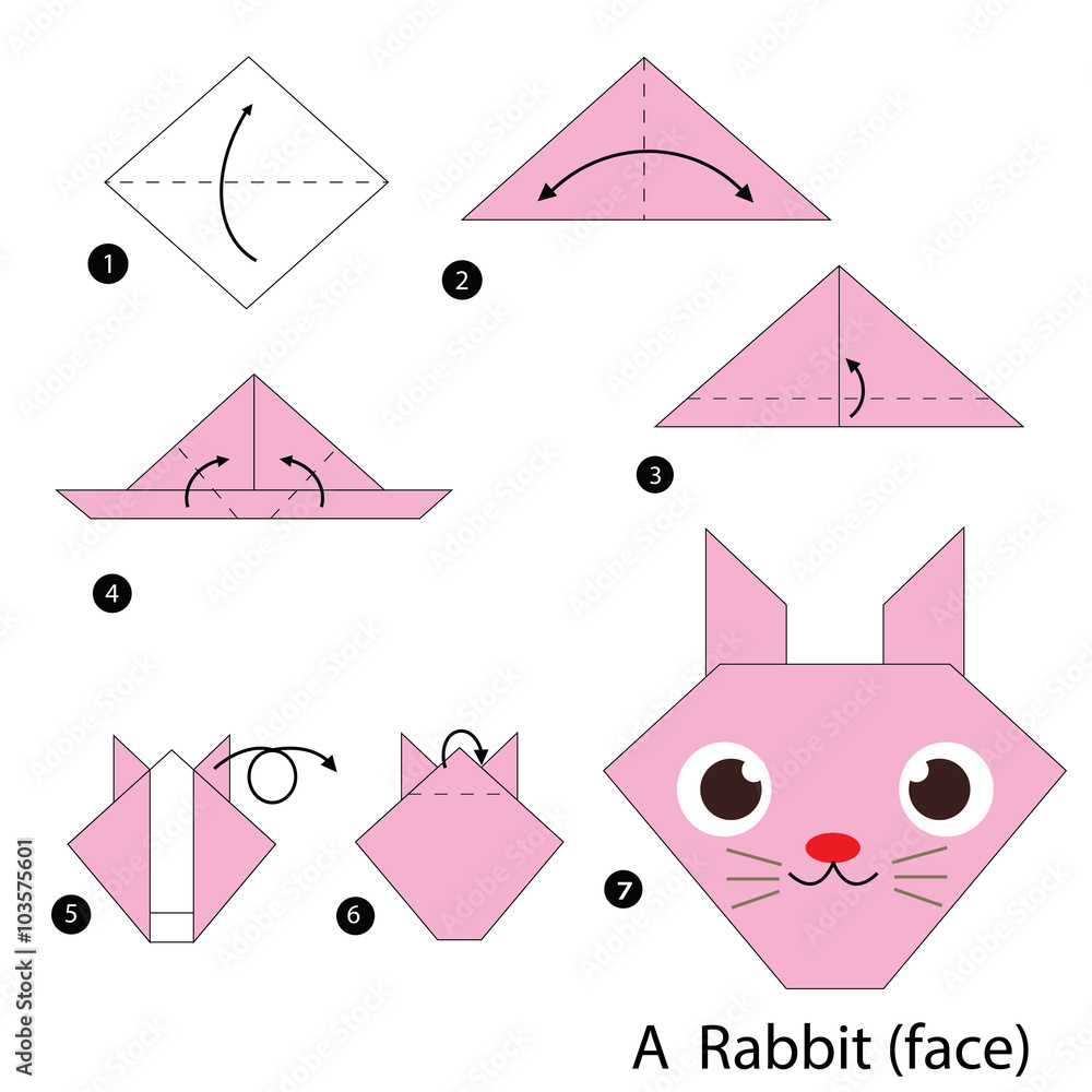 step by step instructions how to make origami A Rabbit. Stock Vector ...