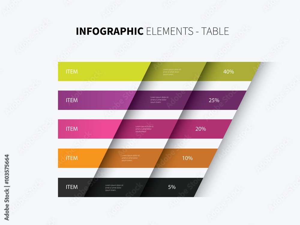 infographics table design / modern vector table with many options with ...