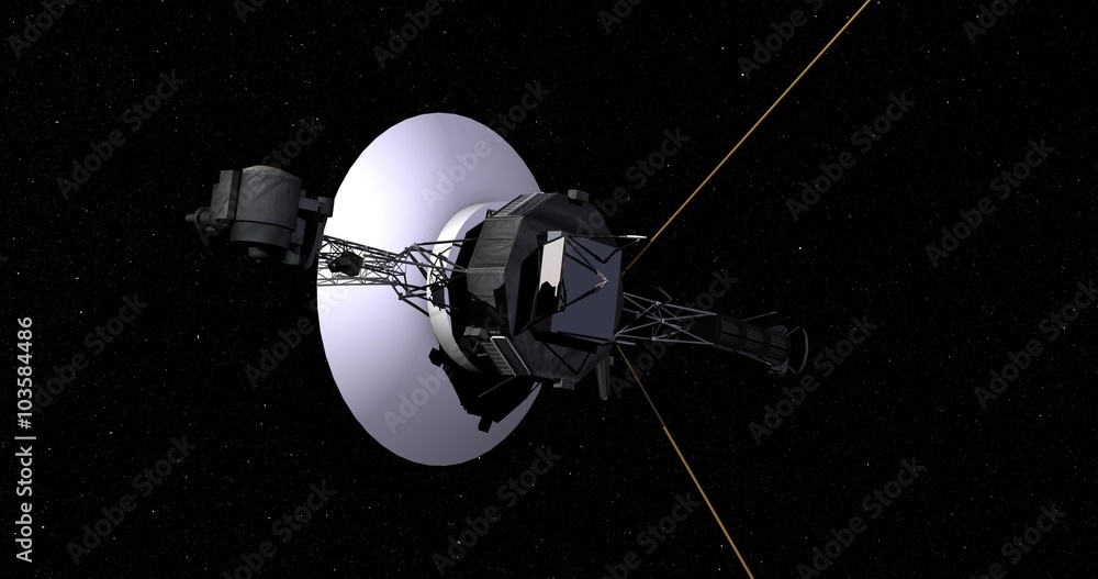 Retimed, matrix-style flyby of Voyager spacecraft travelling through ... Retimed, matrix-style flyby of Voyager spacecraft travelling through ...