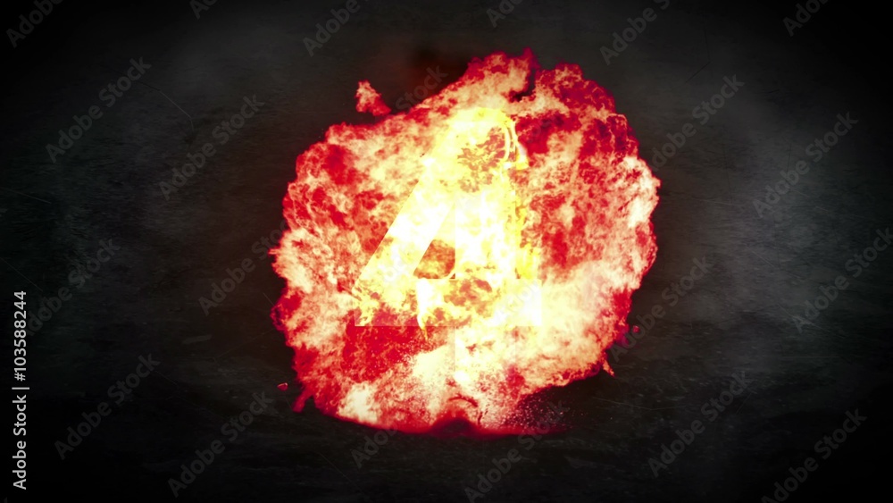 Vidéo Stock Countdown animation from 5 to 0 with explosion fire burning ...