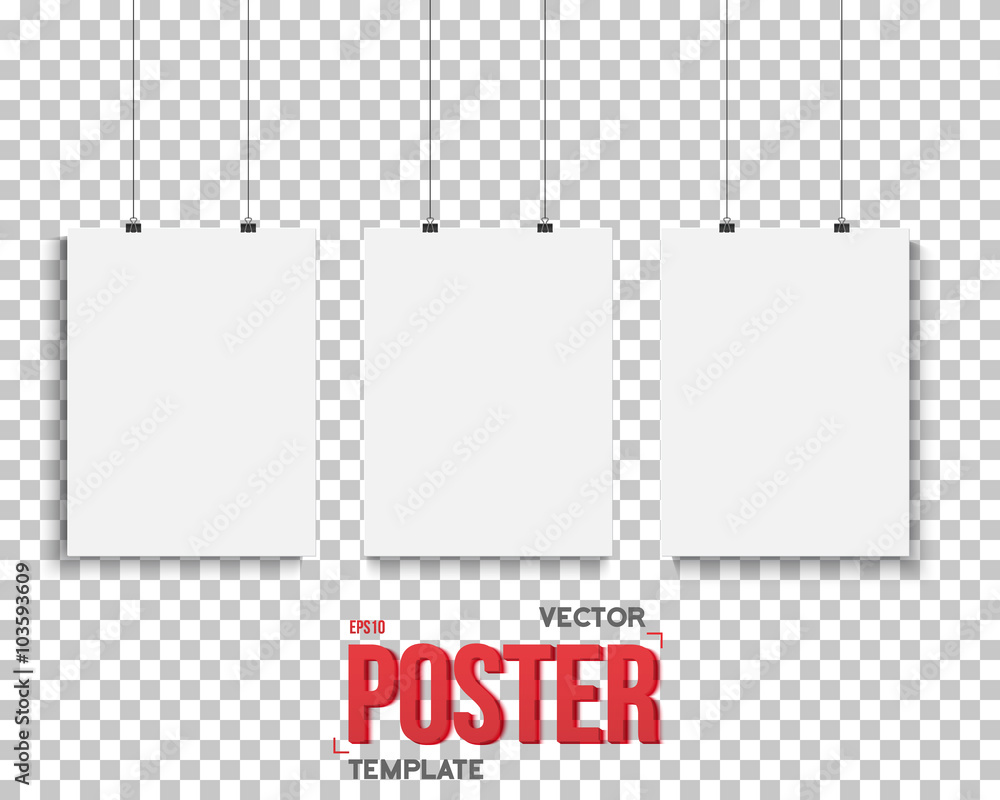 Vector Poster Mockup Set. Realistic Vector EPS10 Paper Poster Se Stock ...