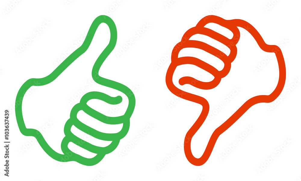 Daumen hoch und runter (in Grün und Rot) Stock Vector | Adobe Stock