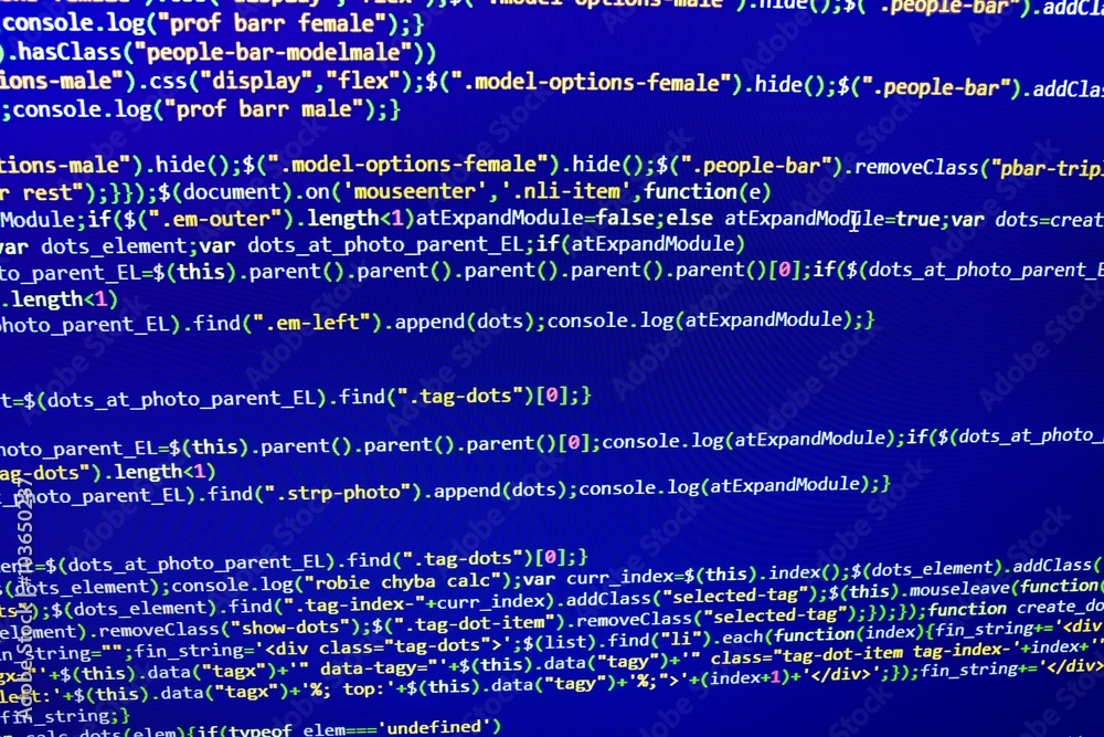Software background. Programming code on computer screen. Website codes on computer monitor ...