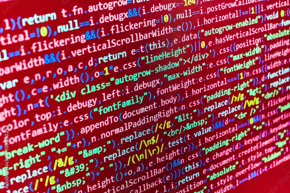 Software background. Programming code on computer screen. Website codes on computer monitor ...