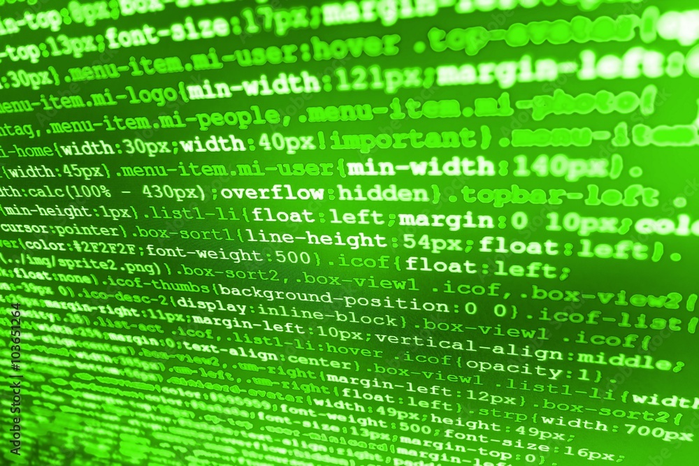 Software background. Programming code on computer screen. Website codes on computer monitor ...