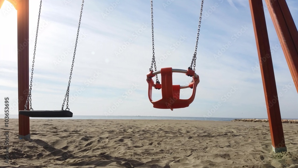 4k Moving swing on the beach Stock Video | Adobe Stock