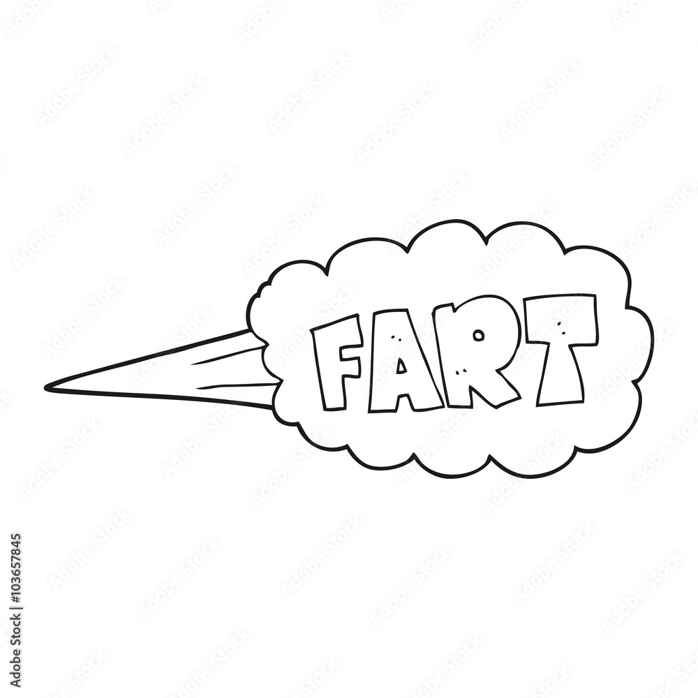 black and white cartoon fart symbol Stock Vector | Adobe Stock