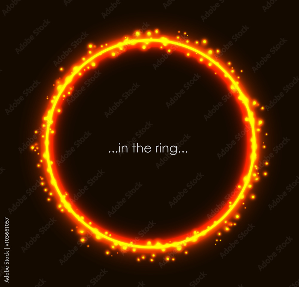 Fiery light round frame with spark. Flaming sparkling glow background ...