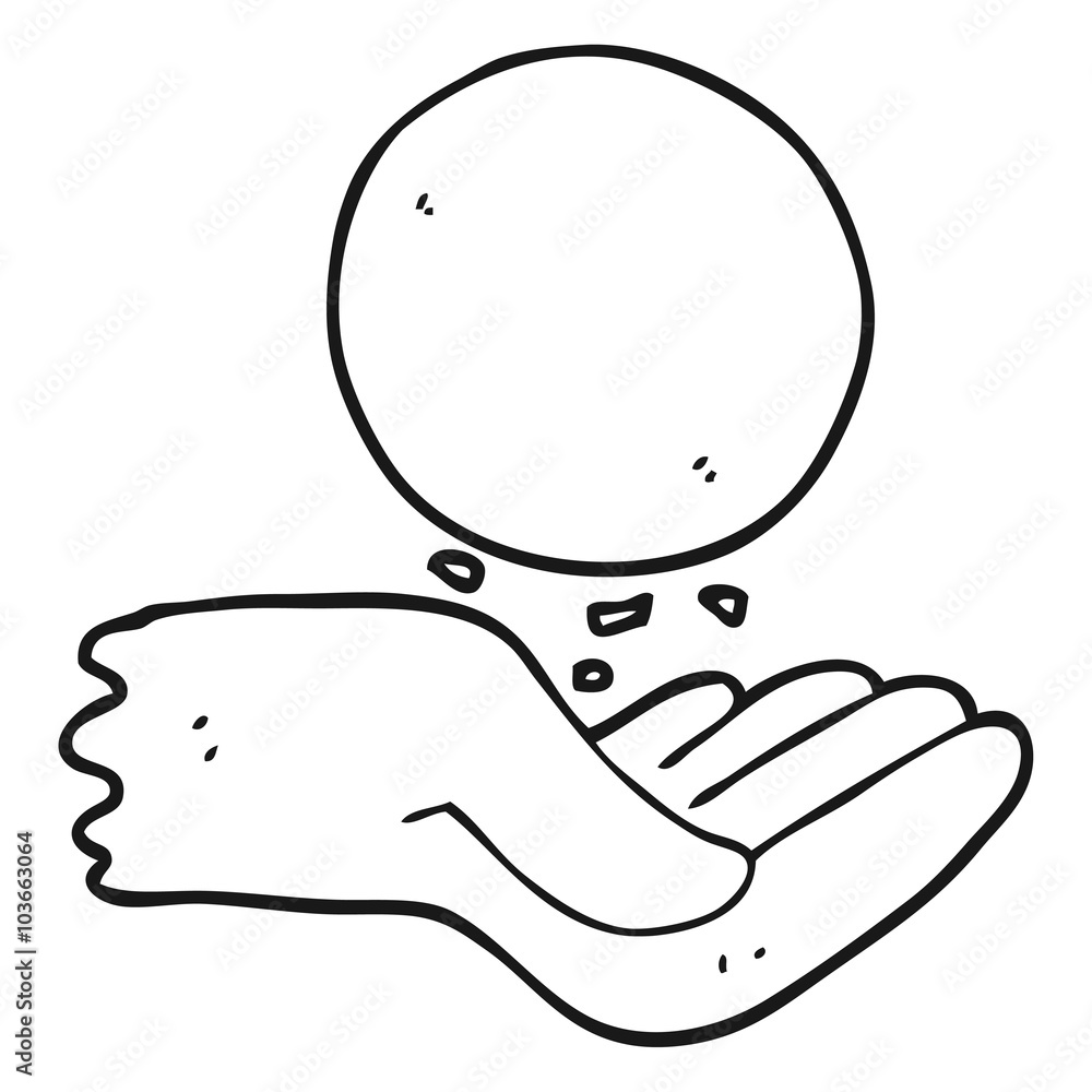 black and white cartoon hand throwing ball Stock Vector | Adobe Stock