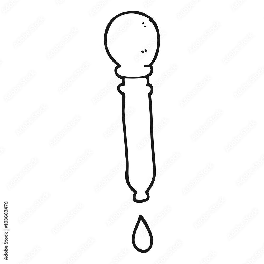 black and white cartoon water dropper Stock Vector | Adobe Stock