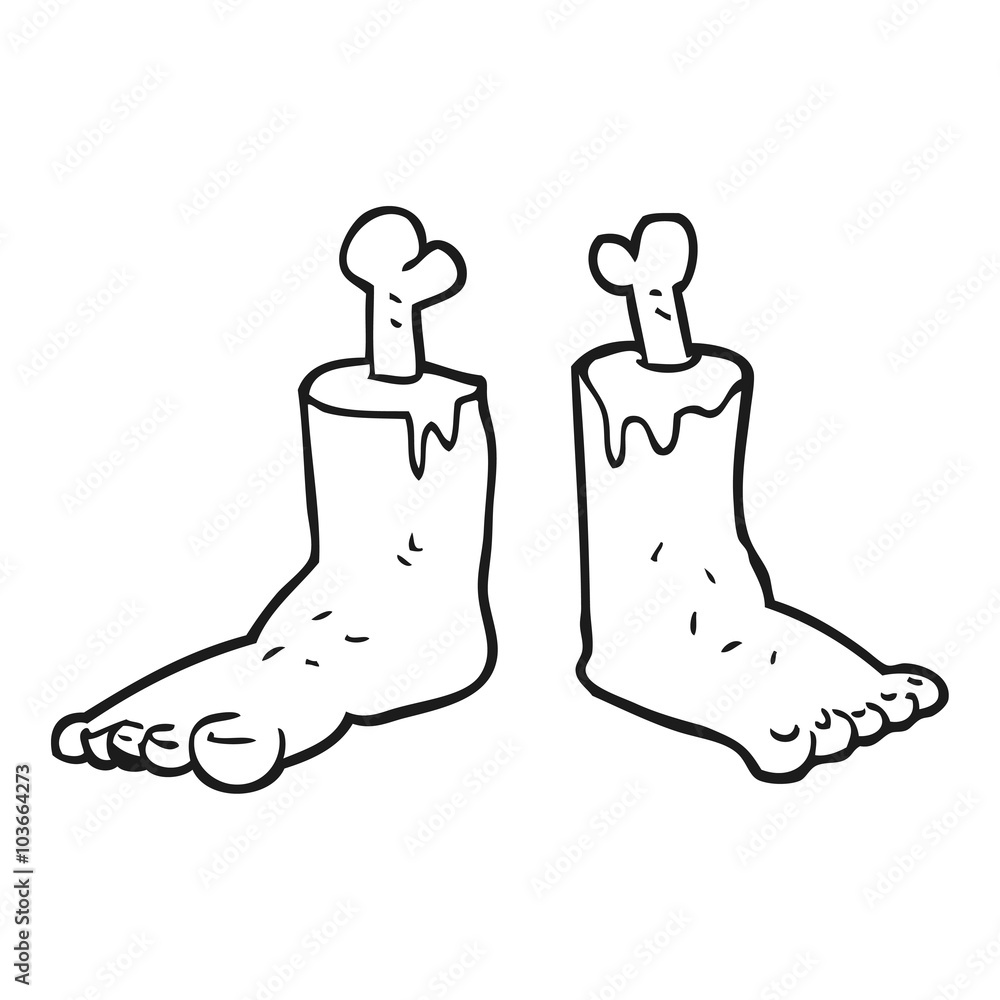 black and white cartoon gross severed feet Stock Vector | Adobe Stock