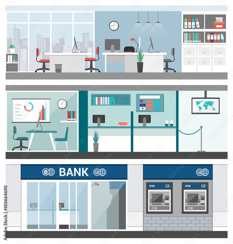 Business office and bank Stock Vector | Adobe Stock