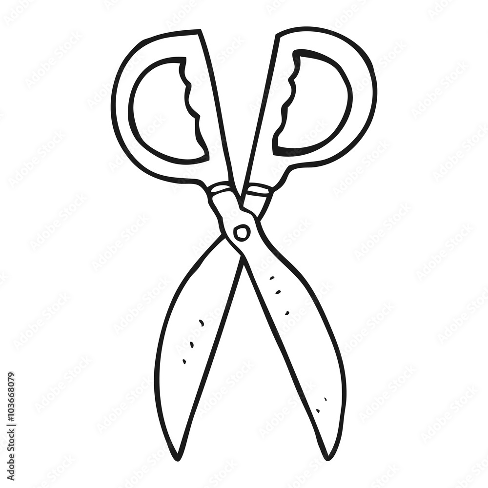 black and white cartoon pair of scissors Stock Vector | Adobe Stock