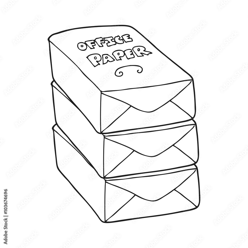 black and white cartoon office paper stack Stock Vector | Adobe Stock