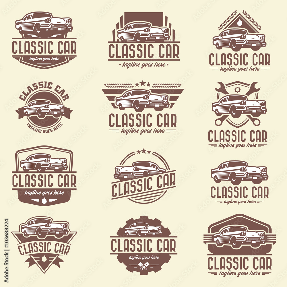 Vector car logo set, classic car logo template Stock Vector | Adobe Stock