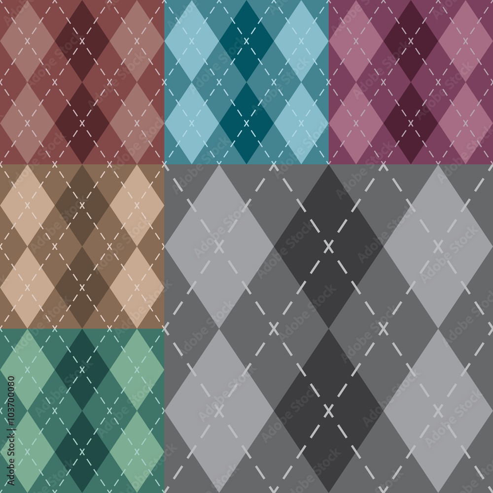Vector argyle seamless pattern in six different neutral colors. Easy ...