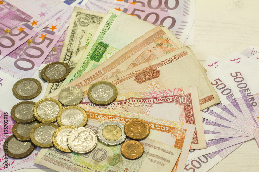 money world / counting on a calculator and money in the world to record ...