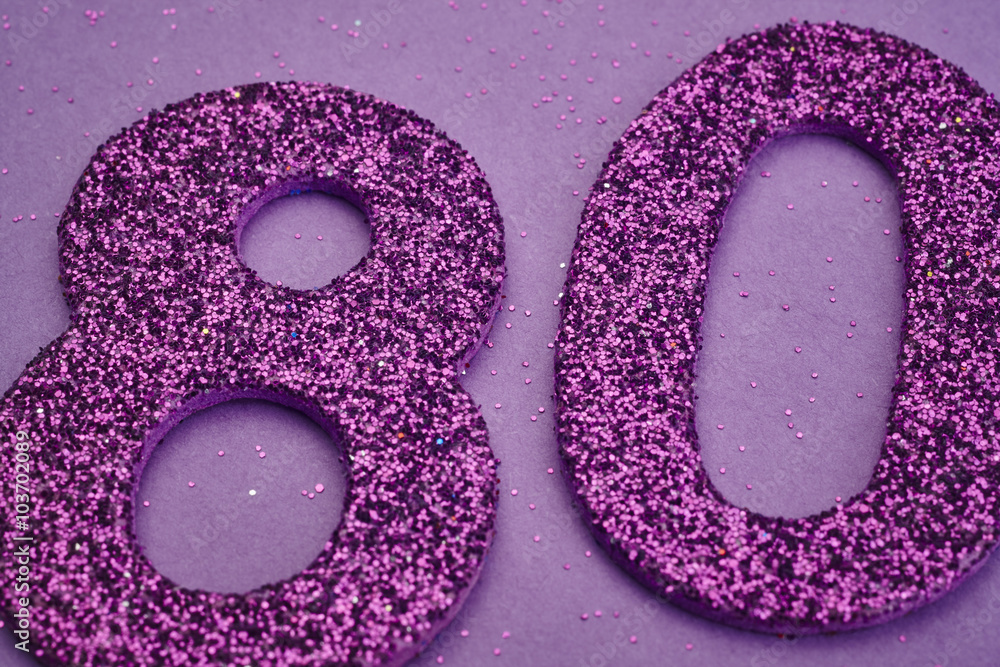 Number eighty purple color over a purple background. Anniversary Stock ...