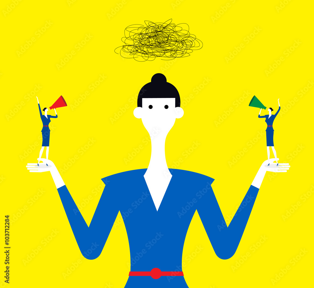 Vetor de Confused / How to judge which one is right? do Stock | Adobe Stock