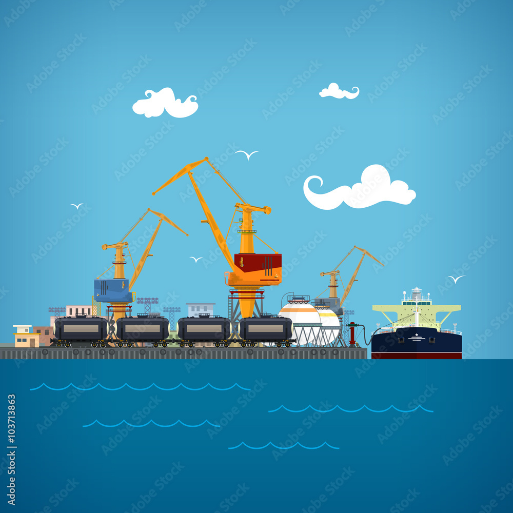 Cargo Sea Port,Unloading of Oil from the Tanker ,Loading of Liquids or ...