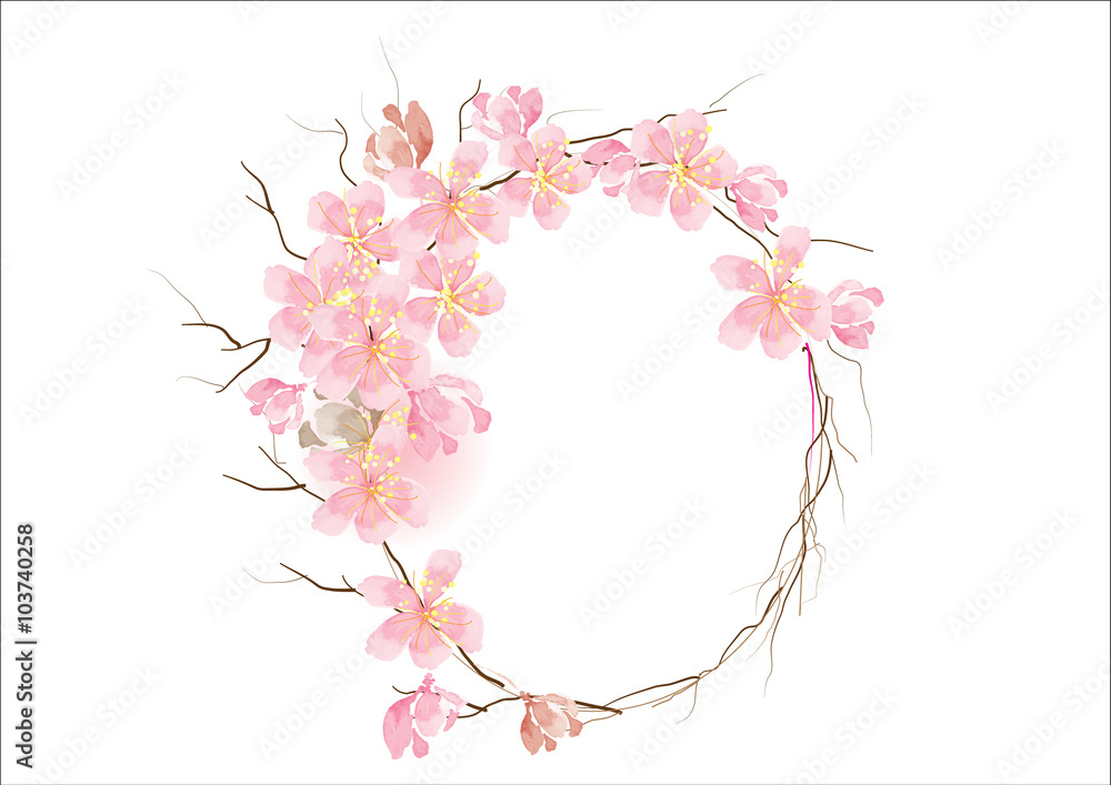cherry blossom flowers border frame background concept ,vector ...