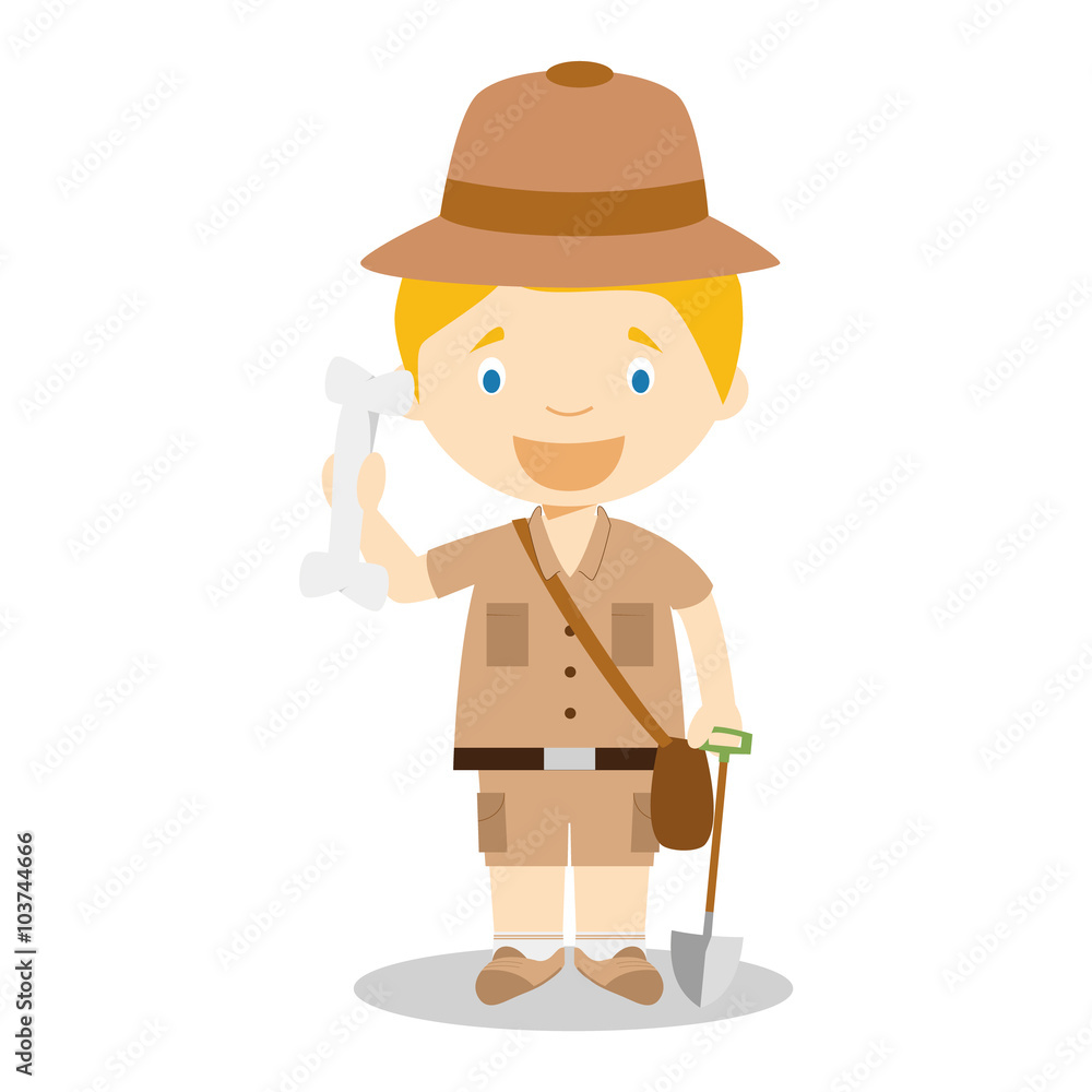 Cute cartoon vector illustration of an archaeologist Stock Vector ...