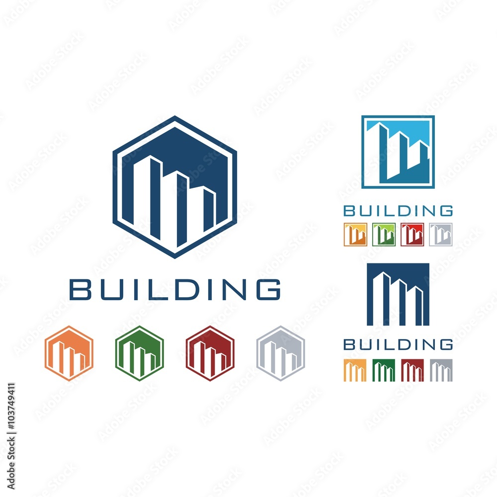 Building Logo, Set of building logo design. Real estate company logo ...