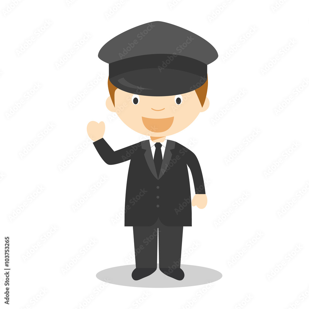 Cute cartoon vector illustration of a chauffeur Stock Vector | Adobe Stock