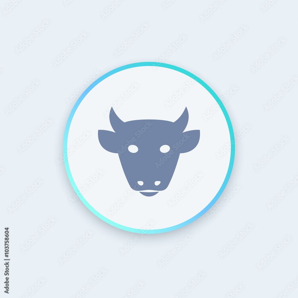 cattle icon, cattle farm sign, cow head front view, cattle ranch round ...