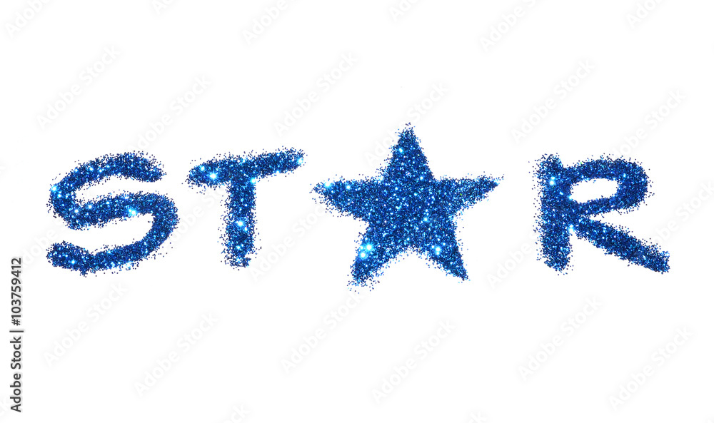 Word Star of blue glitter sparkle on white background Stock Photo ...