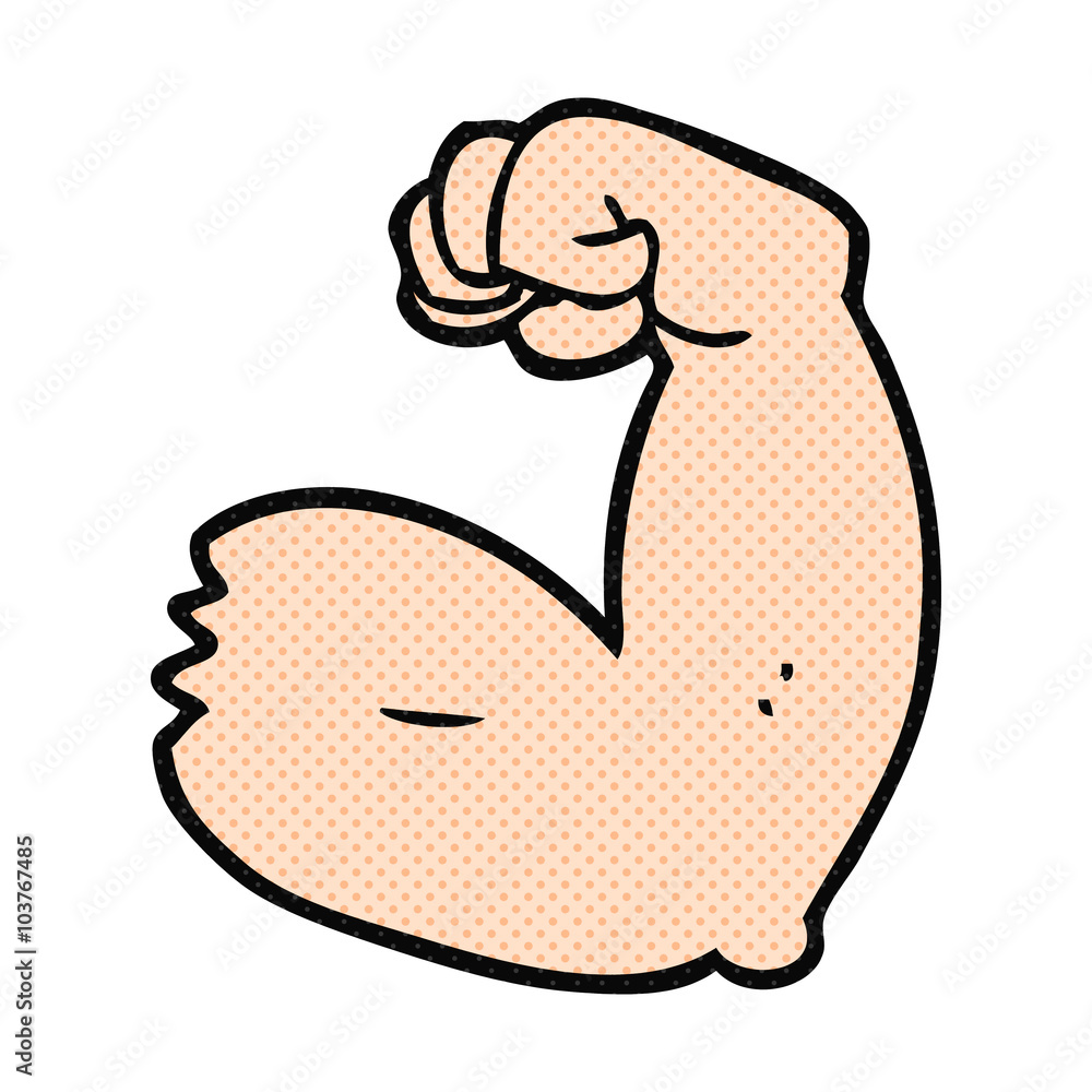 cartoon strong arm flexing bicep Stock Vector | Adobe Stock