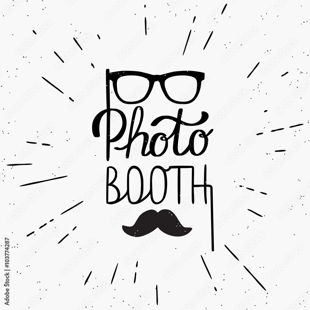 Photo booth hand written design in hipster style. Hand drawn lettering ...
