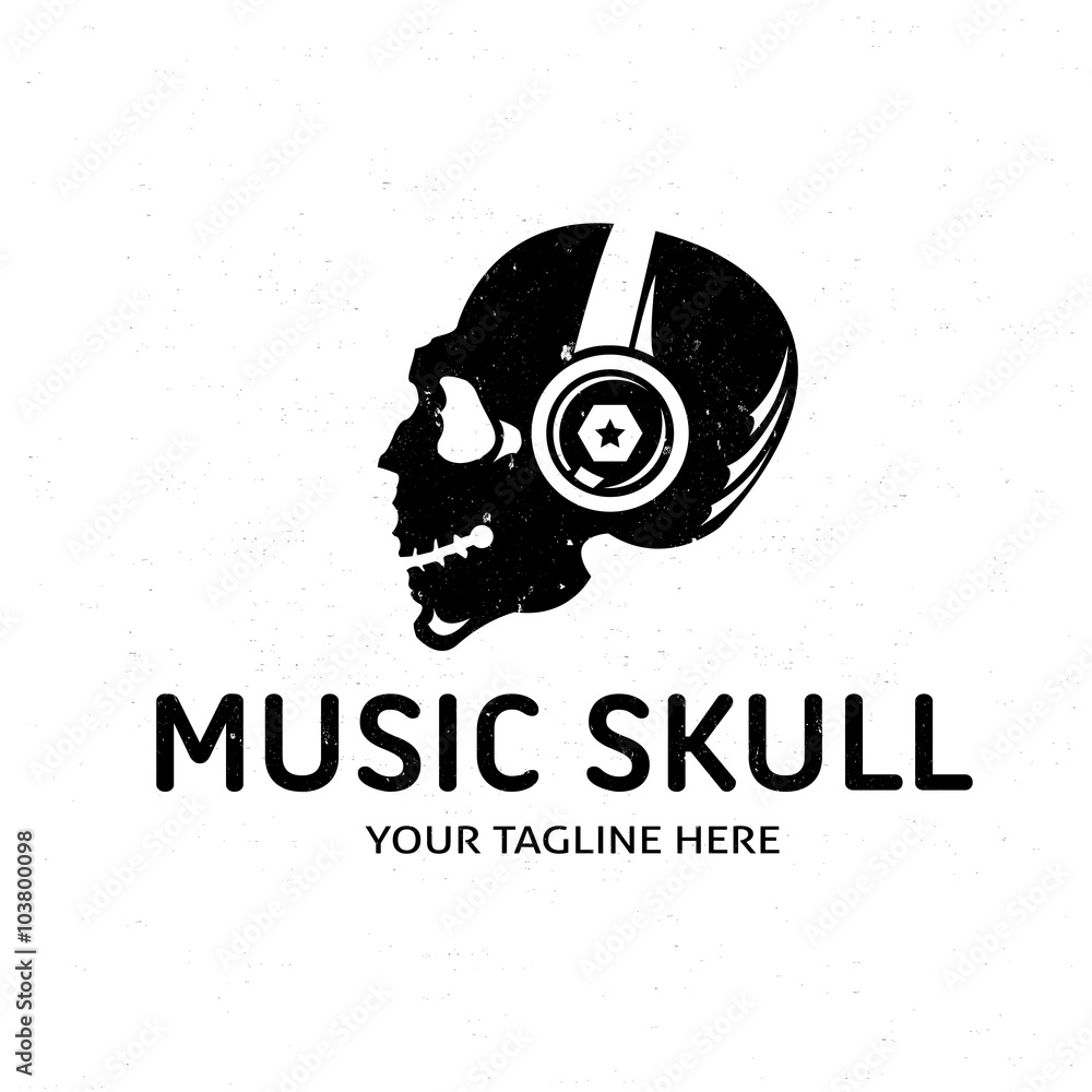 music skull logo,skull logo,vector logo template Stock Vector | Adobe Stock
