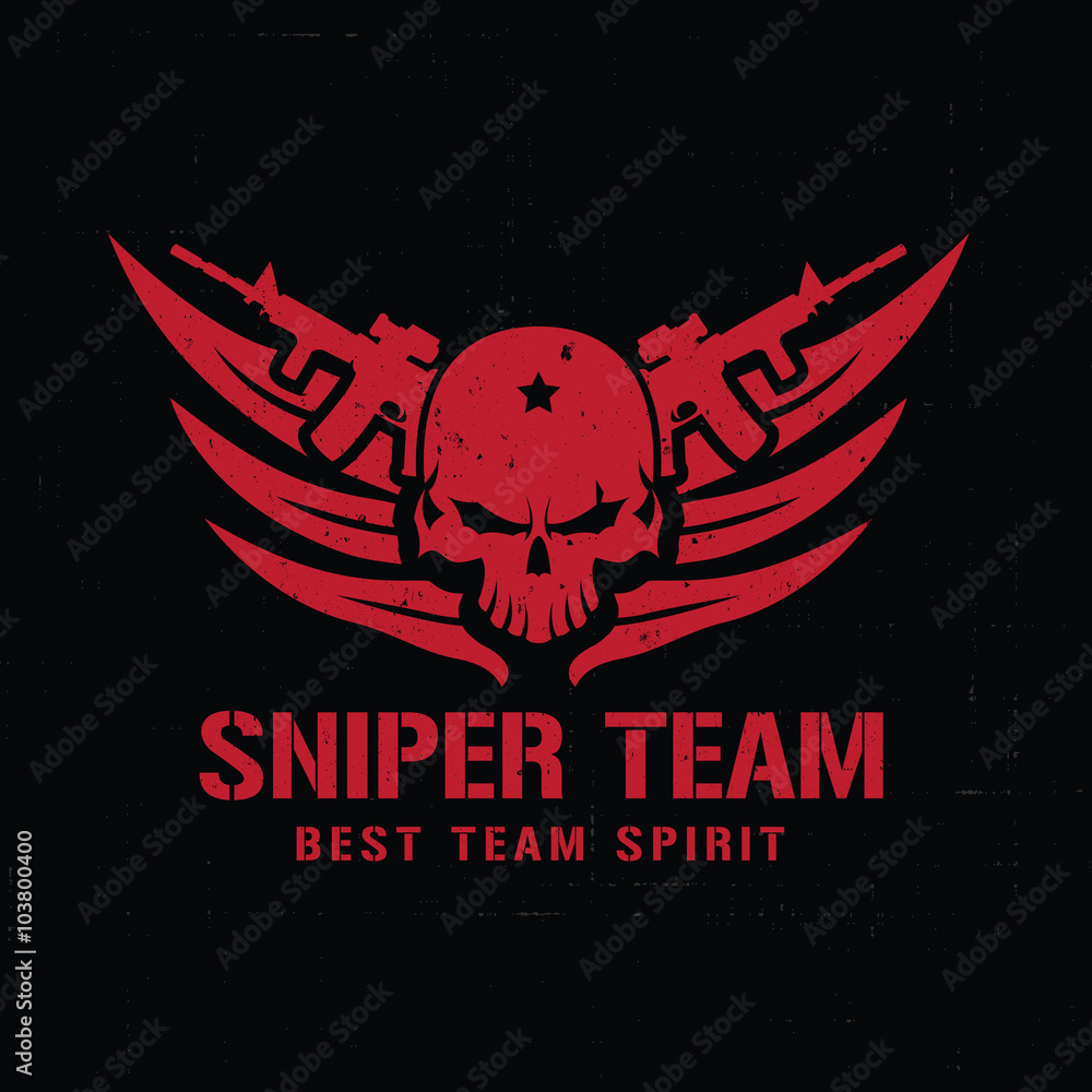 sniper team logo,skull logo,tattoo logo,vector logo template Stock ...