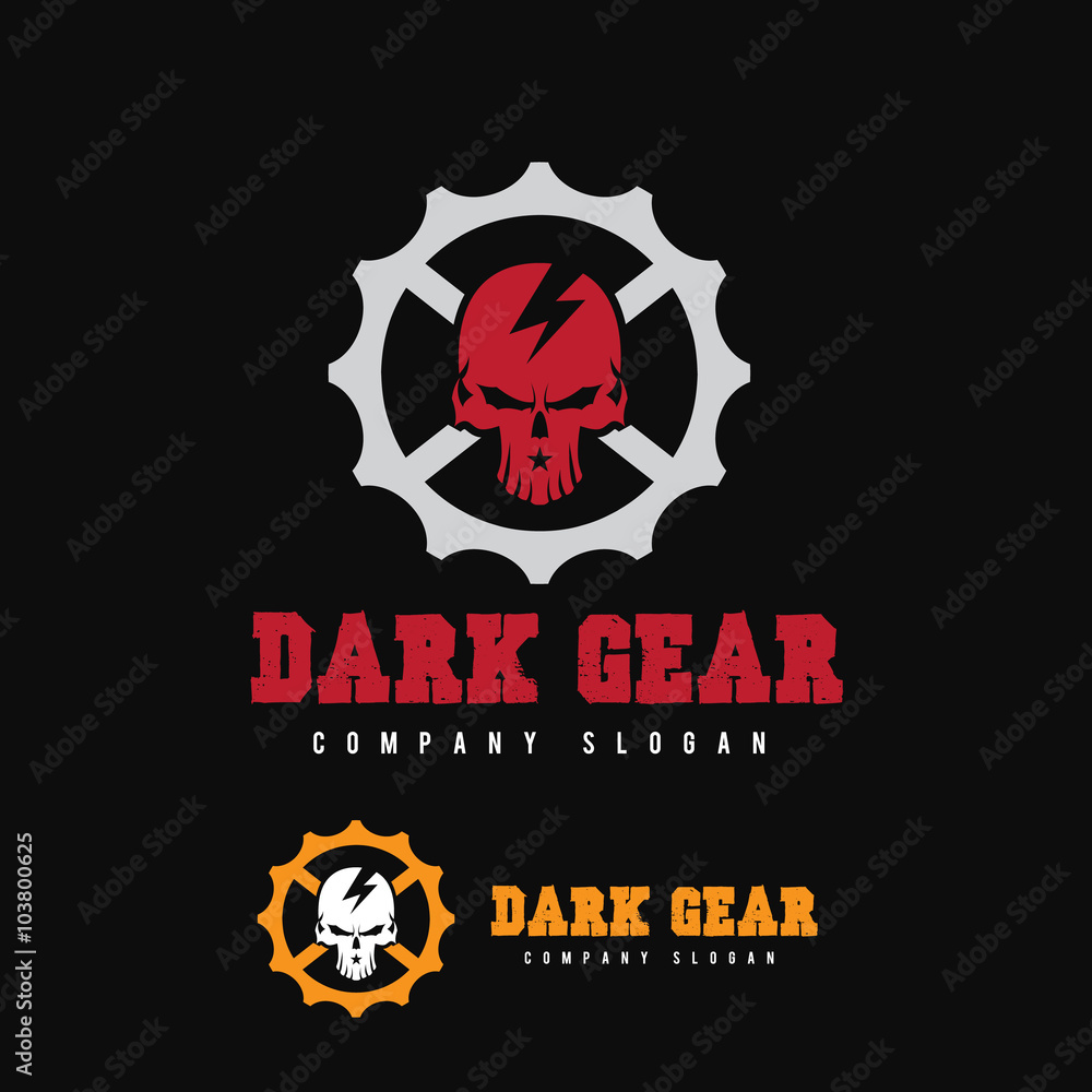 Dark geer,skull logo,vector logo template Stock Vector | Adobe Stock
