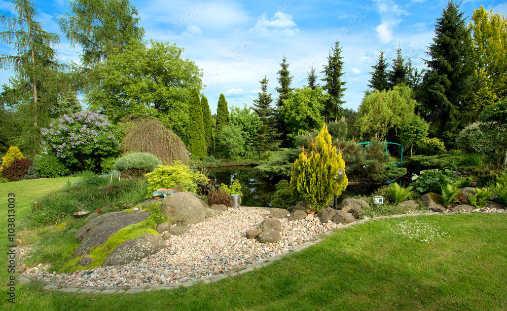 Beautiful spring garden design Stock Photo | Adobe Stock