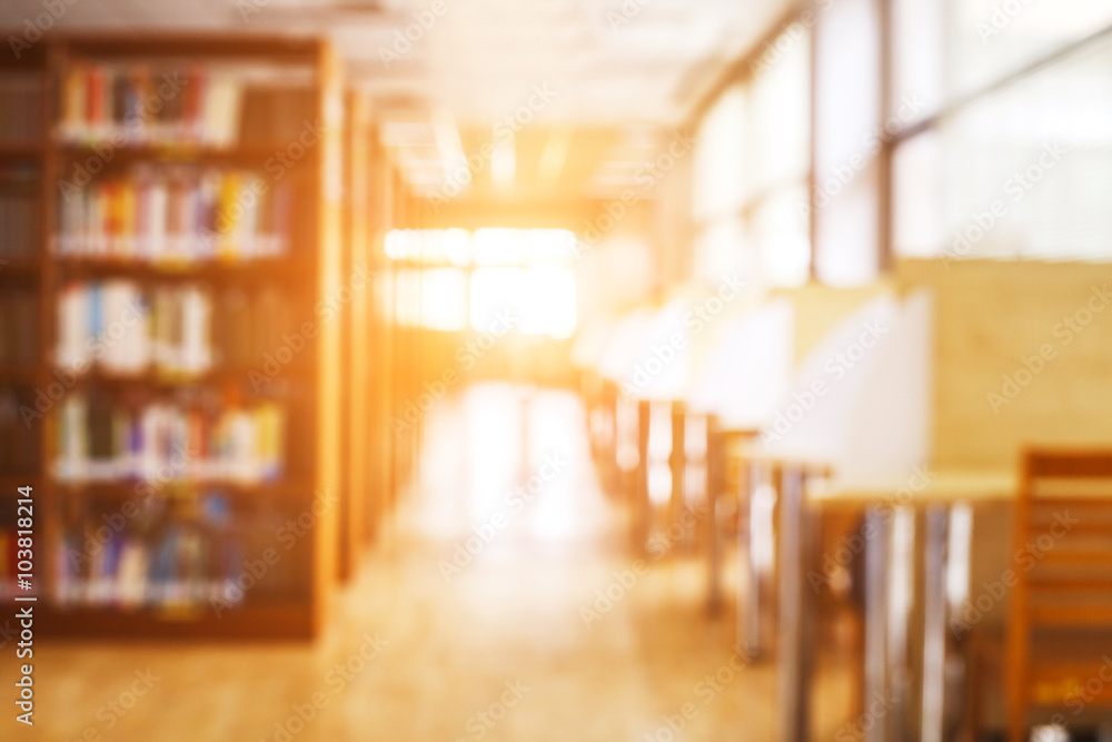 Blur image of picture library background. Library resources, including ...