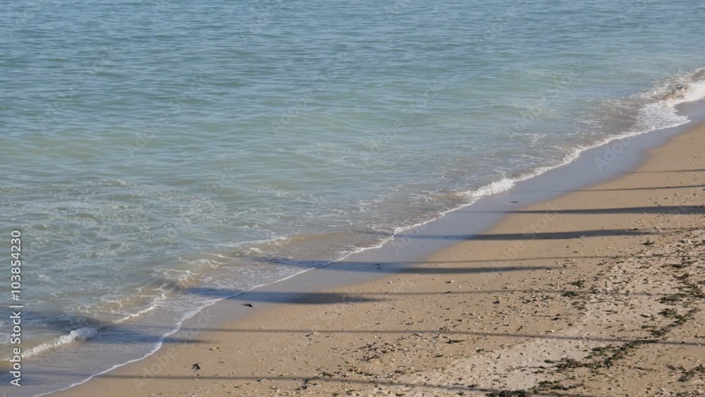 French Normandy Sword beach slow-mo by the day with silhouettes of ...