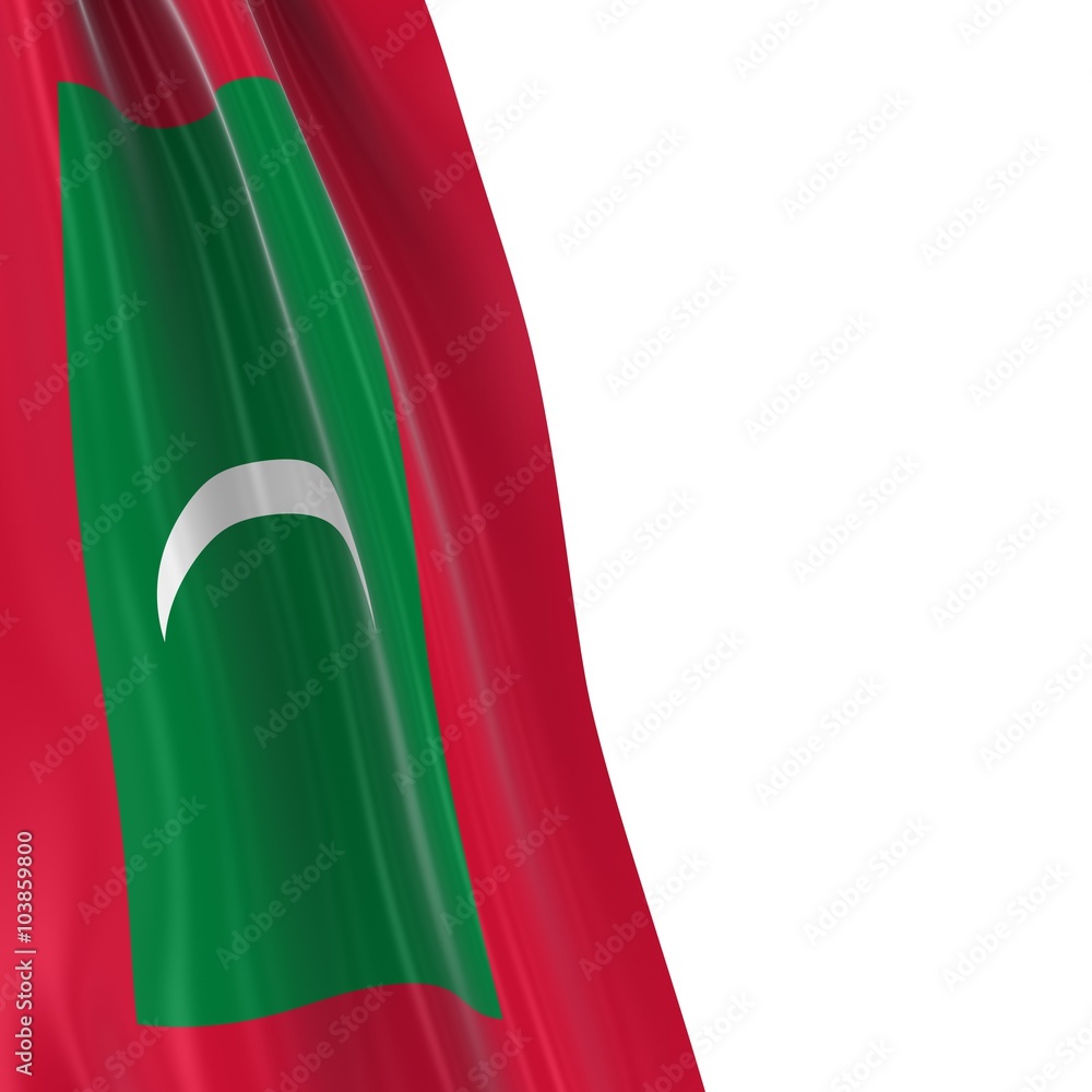 Hanging Flag of Maldives - 3D Render of the Maldivian Flag Draped over ...