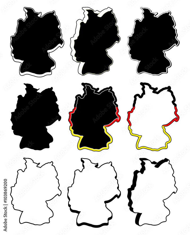 Germany map vector symbol set icon design. silhouette illustration ...