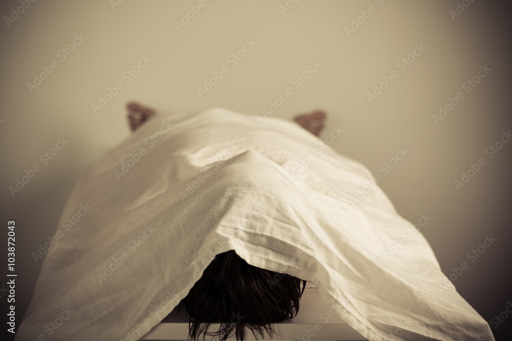 Corpse Lying Inside a Morgue with Cover Stock Photo | Adobe Stock