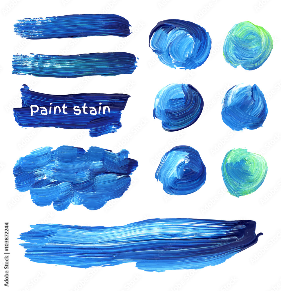 Hand drawn oil paint strokes. Vector background stains set. Stock ...