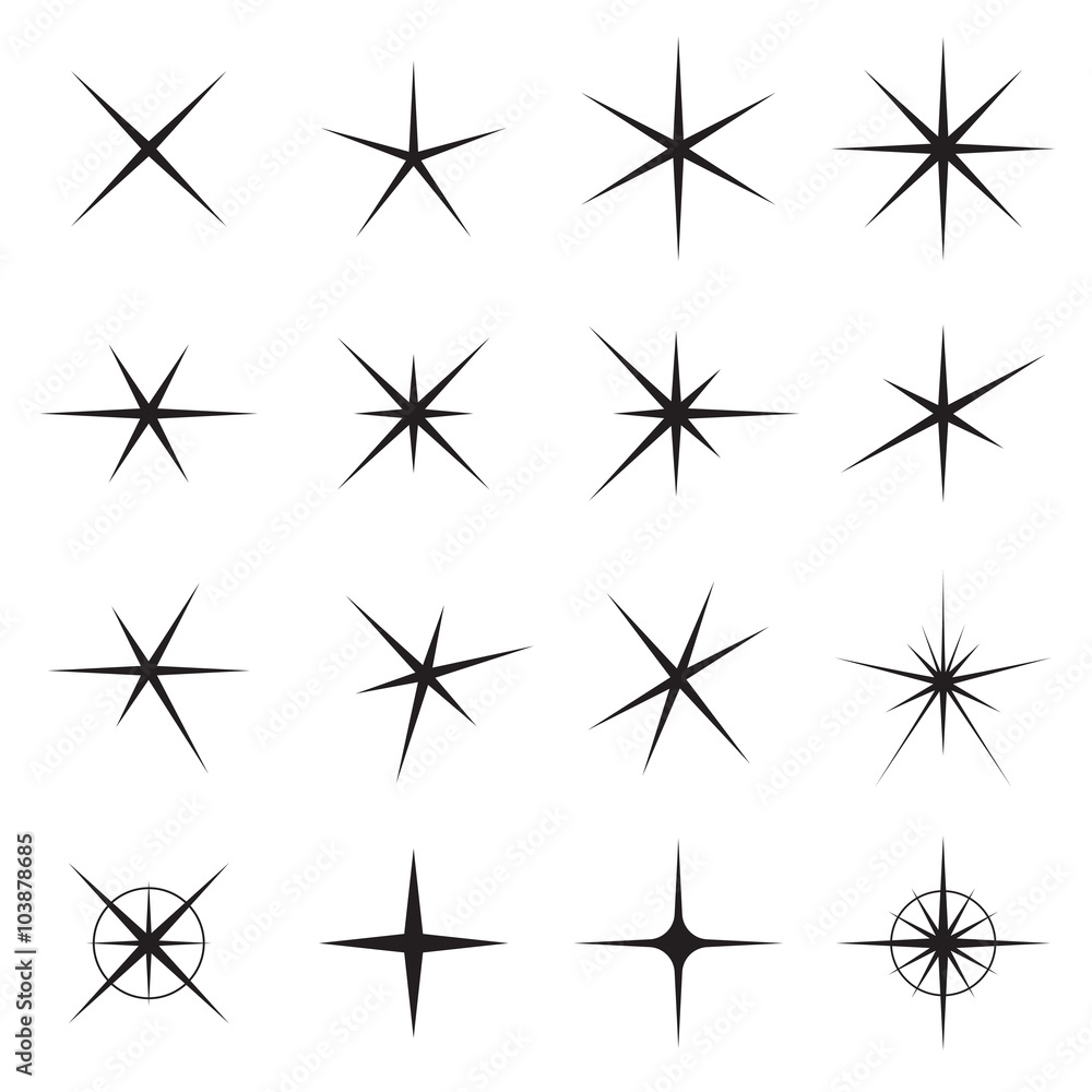 Symbols of glittering stars. Vector illustration Stock Vector | Adobe Stock