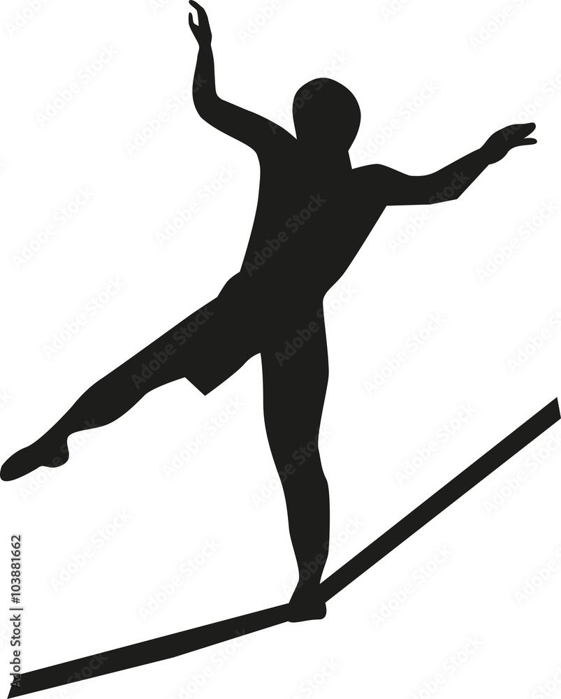 Slackline silhouette Stock Vector | Adobe Stock