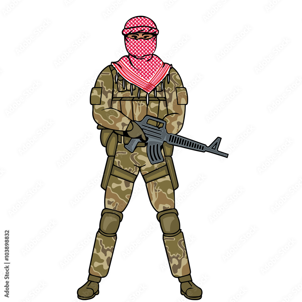 Vetor de Arab,muslim,in keffiyeh and traditional clothing,with quran ...
