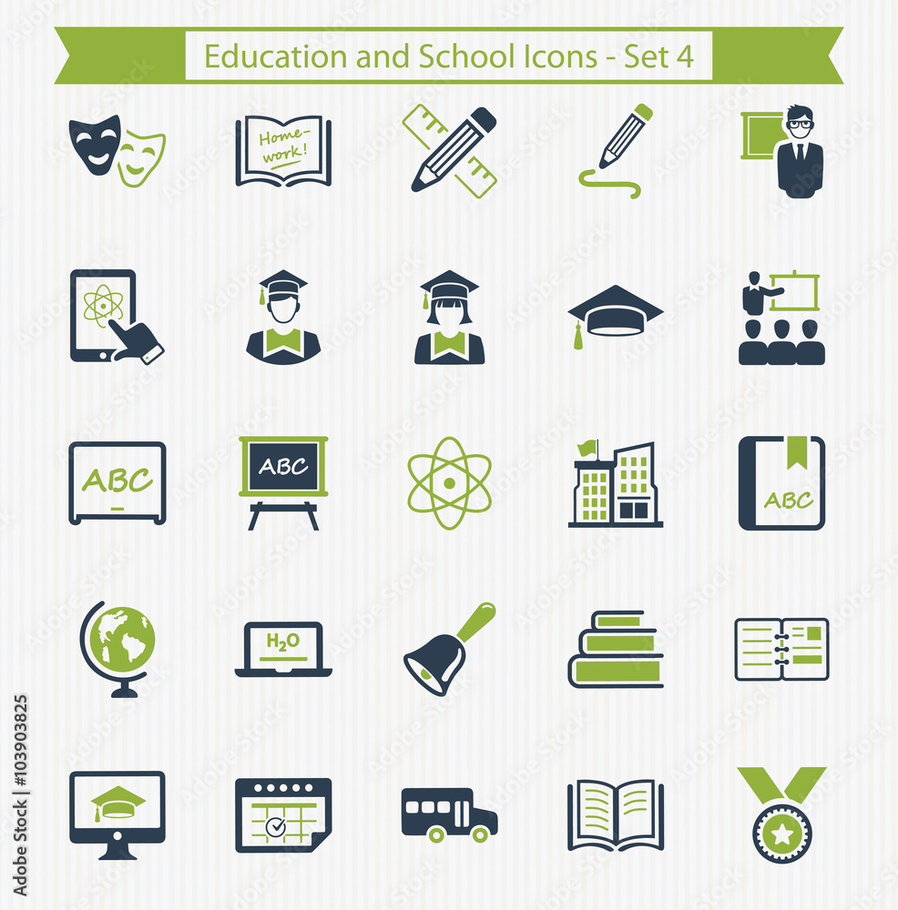 Education and School Icons - Set 4 Stock-Vektorgrafik | Adobe Stock