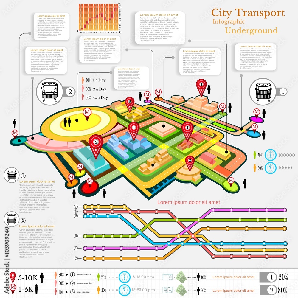 city transport infographic abstract city diagrams and transport ...