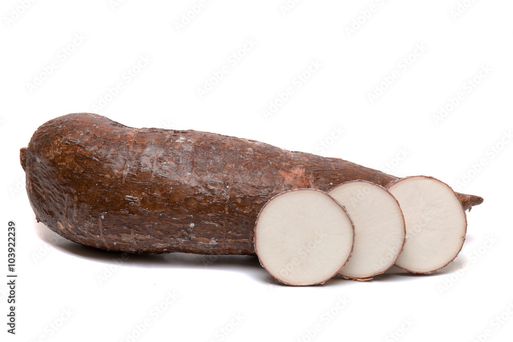 Cassava root isolated on a white background Stock Photo | Adobe Stock